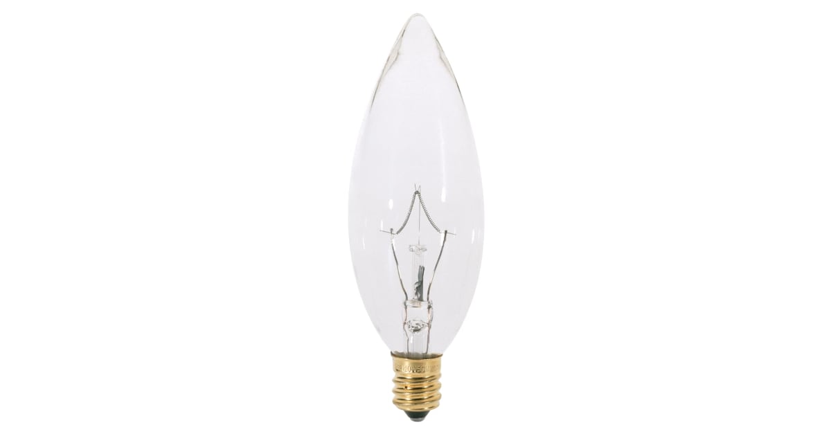 Satco Lighting S3783 Pack of (2) 40 Watt Dimmable BA9.5 Candelabra (E12 ...