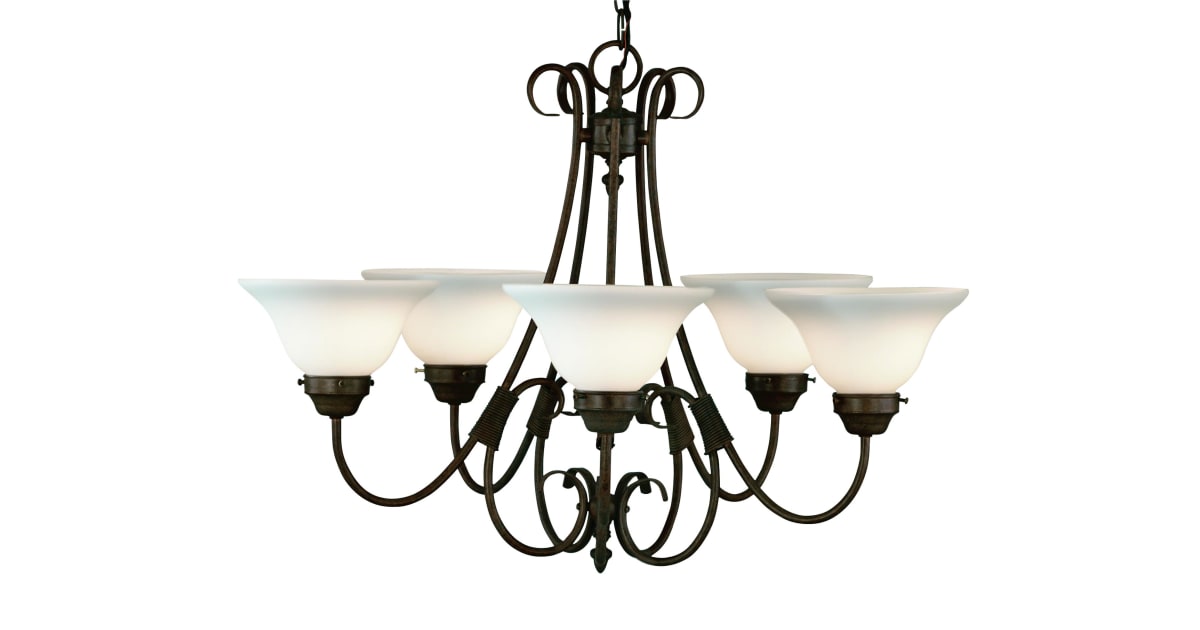 Savoy House 7859-BN Wrought Iron 5 Light Up Lighting Chandelier from ...