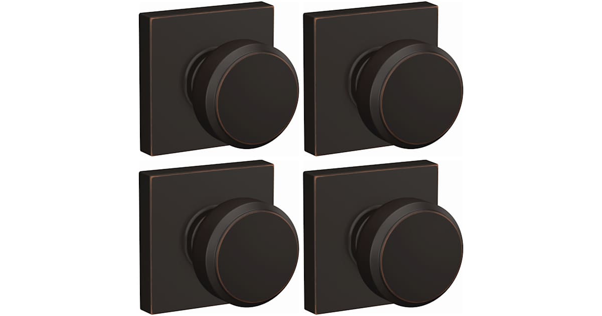 Schlage F10BWE716COL-4PACK Bowery Passage Door Knob Set with Collins ...