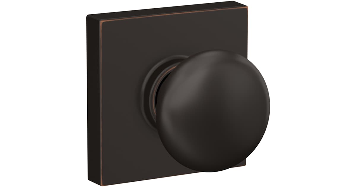 Schlage F10PLY716COL Plymouth Passage Door Knob Set with Collins Trim ...