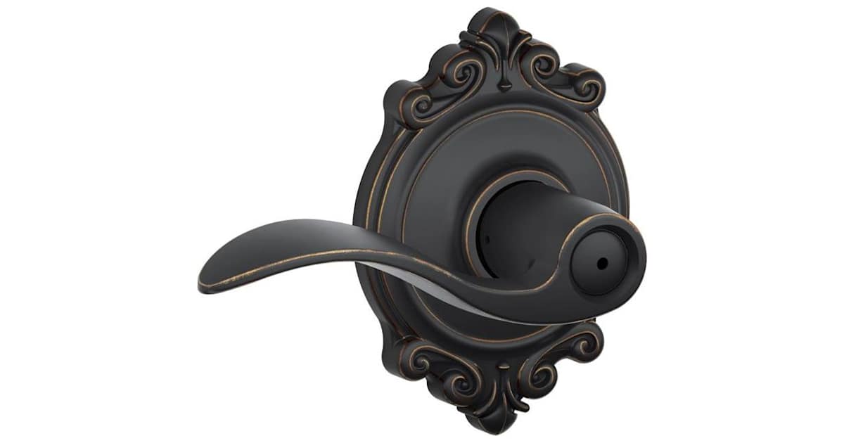 Schlage F40ACC716BRK Accent Privacy Door Lever Set with Decorative ...