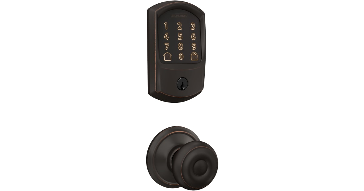 Schlage FBE489WBGRWGEO716 Encode Greenwich Electronic Keyless Entry ...