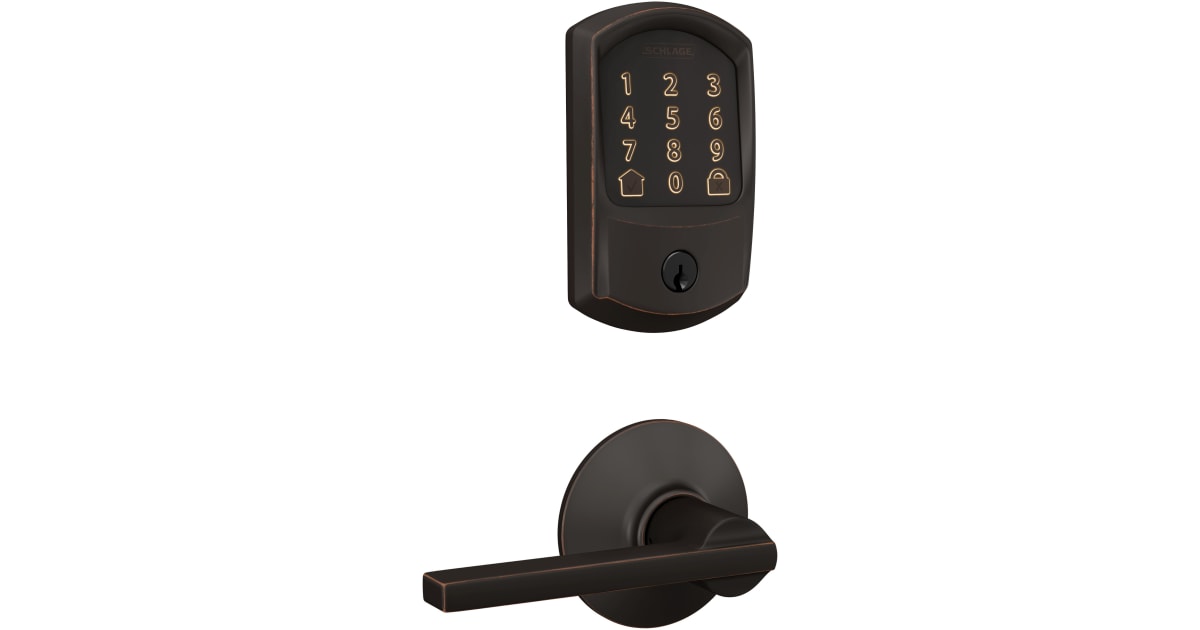 Schlage FBE489WBGRWLAT716 Encode Greenwich Electronic Keyless Entry ...