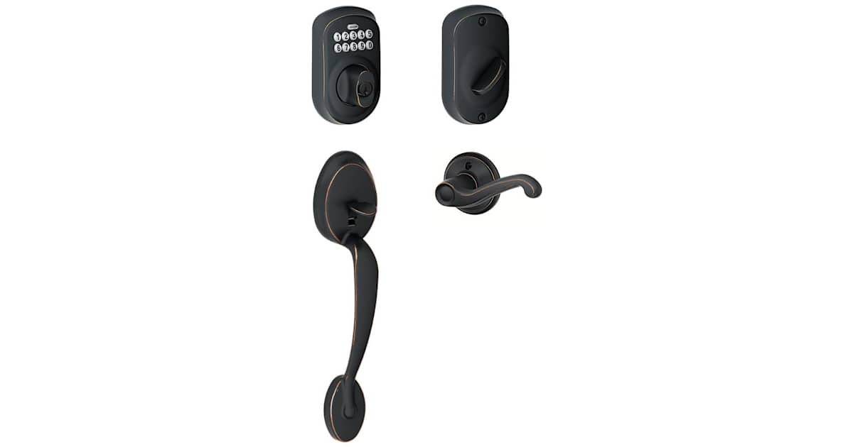 Schlage FE365PLY716FLALH Left Handed Plymouth Electronic Handleset with ...