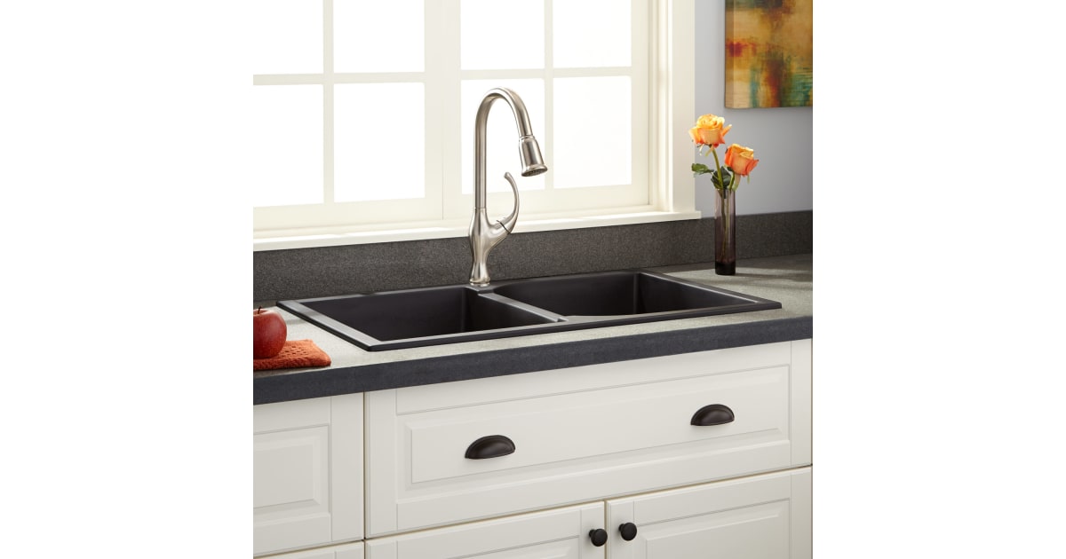 Signature Hardware 419643 Vernor 34" Drop In Double Basin Granite ...