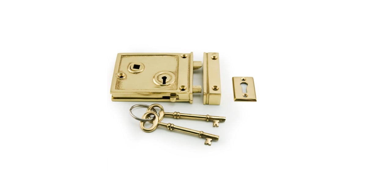 Signature Hardware 262615 Horizontal Brass Rim Lock Set with Knobs and ...
