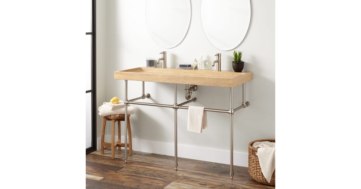 Signature Hardware 302051 22" Natural Stone Console Bathroom Sink with ...