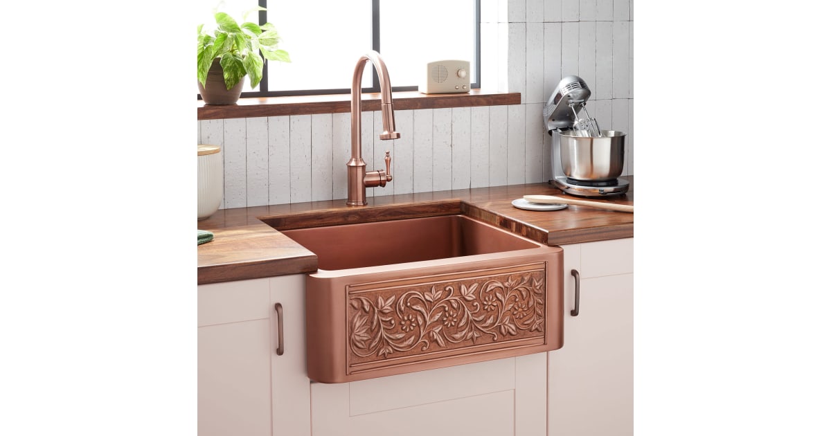 Signature Hardware 305585 25" Farmhouse Single Basin Copper Kitchen ...