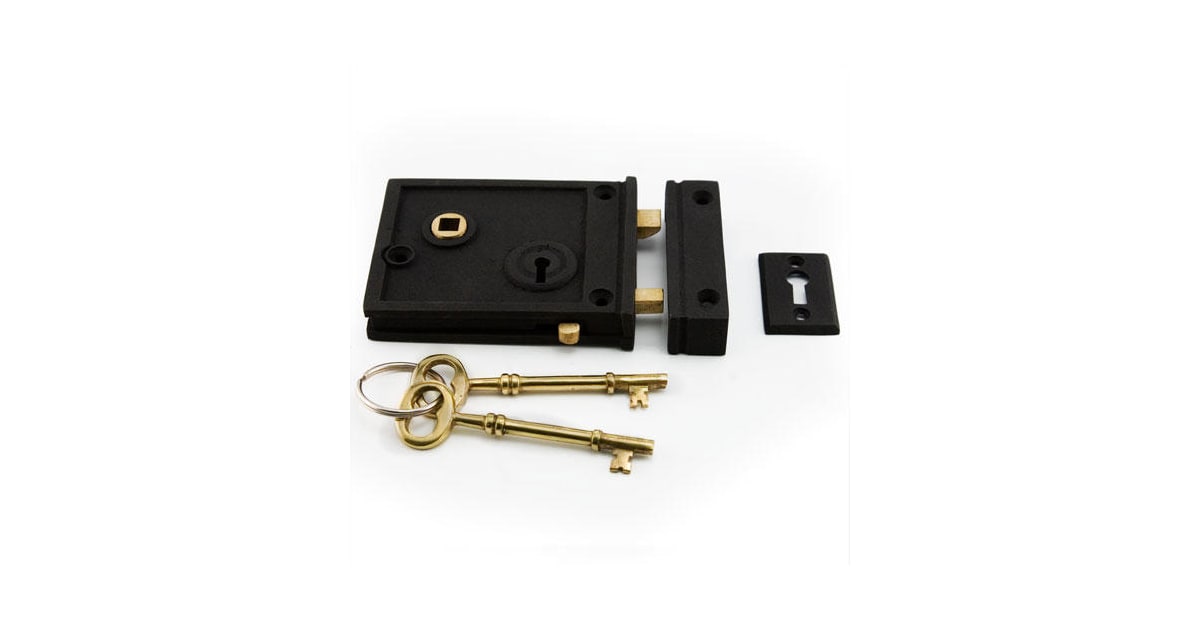Signature Hardware 316096 Horizontal Iron Rim Lock Set with 3" Backset ...