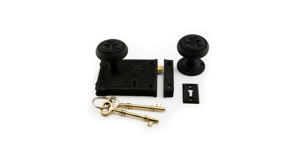 Signature Hardware 316100 Ornamental Solid Brass Rim Lock Set with ...