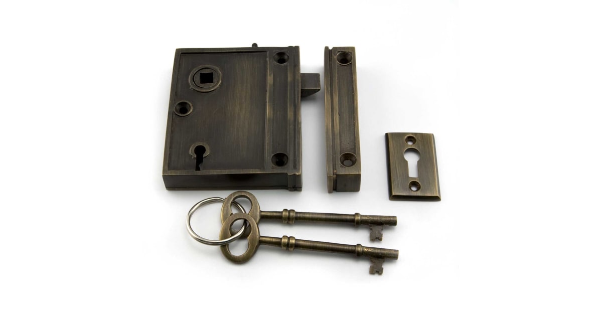 Signature Hardware 316129 Vertical Iron Rim Lock Set with Knobs and 2-1 ...