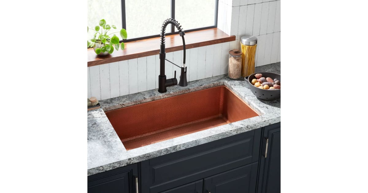 Signature Hardware 318797 36" Undermount Single Basin Copper Kitchen ...