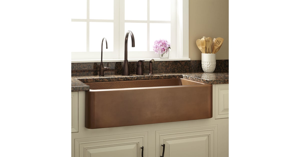 Signature Hardware 318879 Raina 36" Farmhouse Single Basin Copper ...