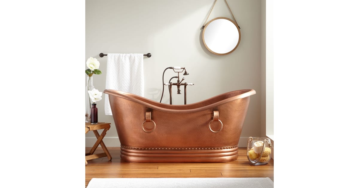 Signature Hardware 319009 Sawyer 66" Copper Double Slipper Pedestal Tub ...