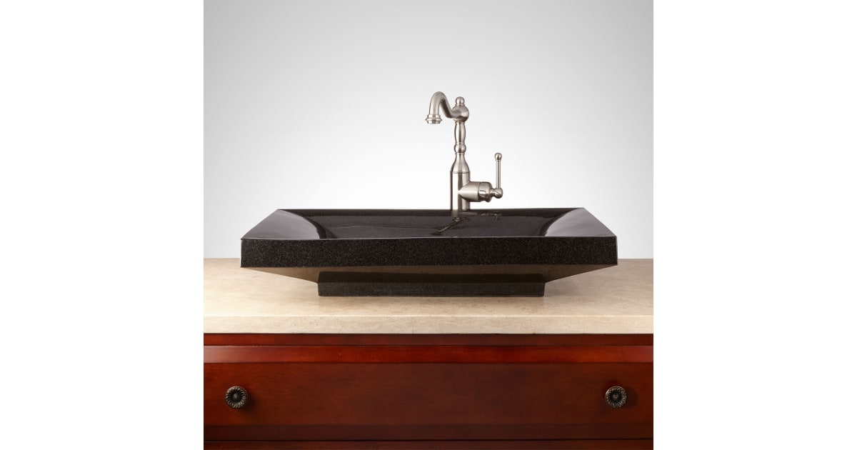 Signature Hardware 336228 26" Rectangular Black Granite Vessel Sink ...