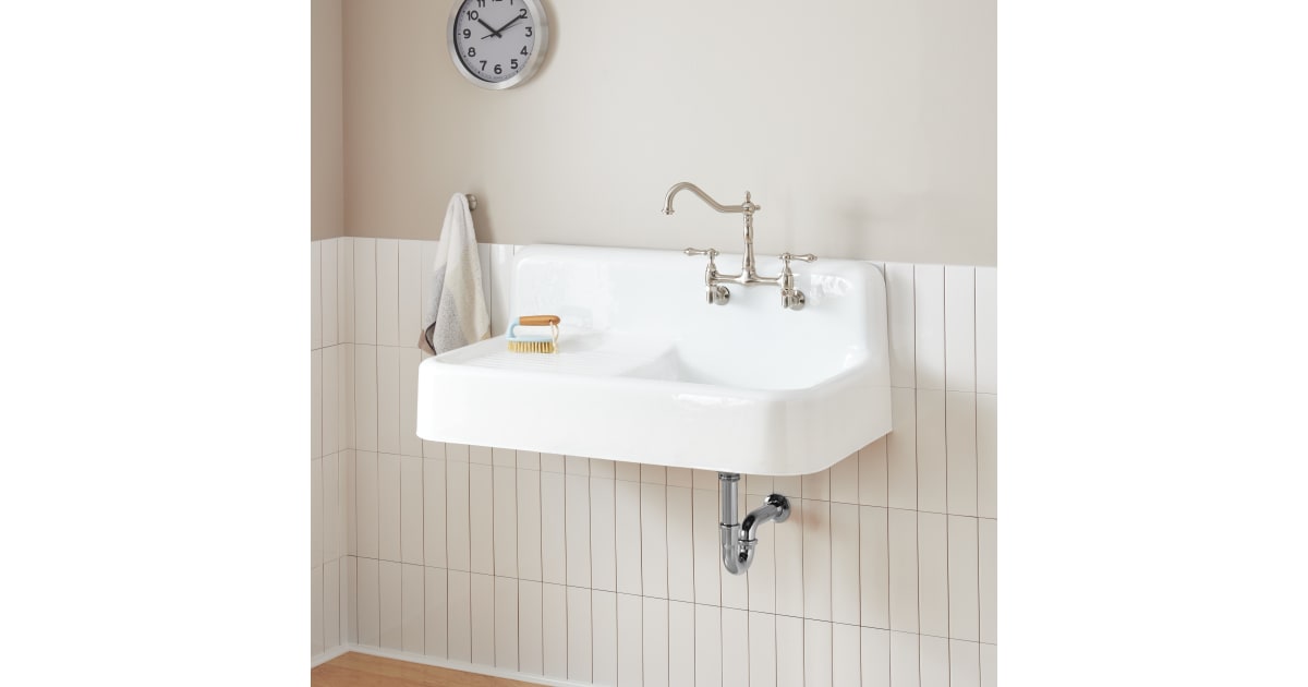 Signature Hardware 349614 42" Wall Mounted Single Basin Cast Iron ...