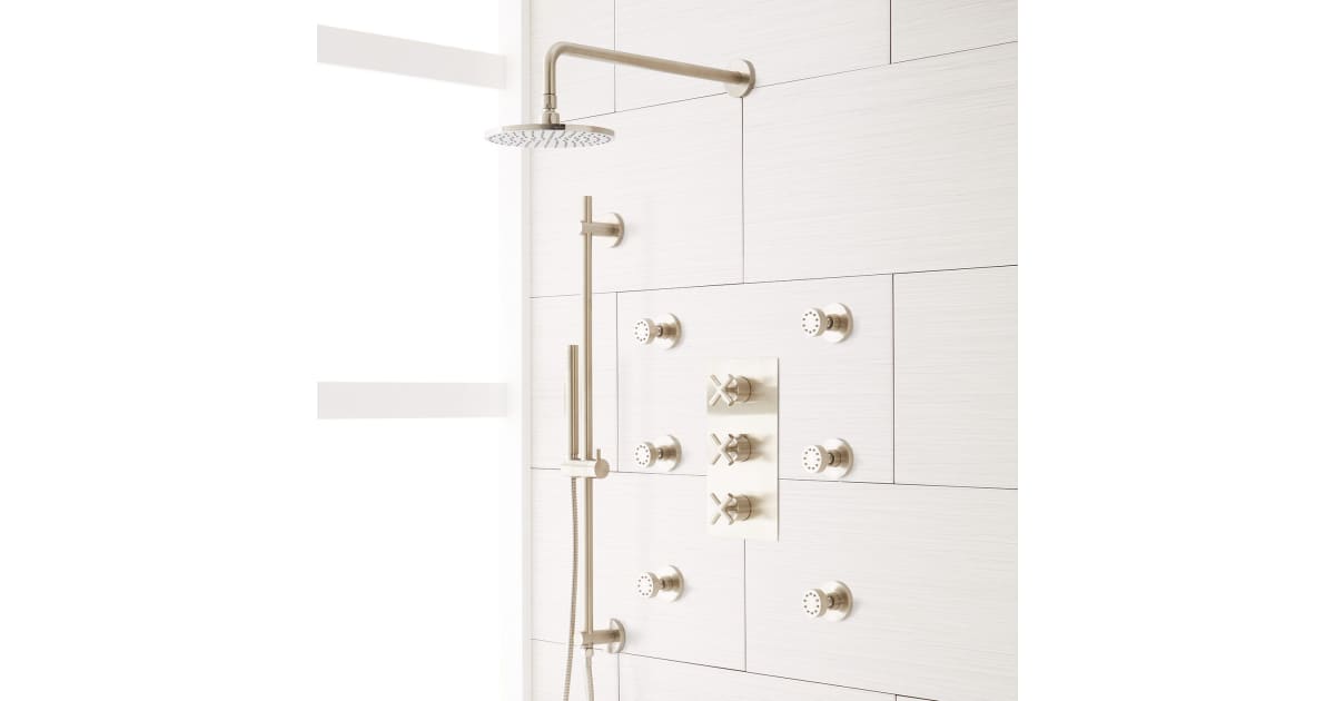 Signature Hardware 369692 Exira Thermostatic Shower System with 7-3/8 ...