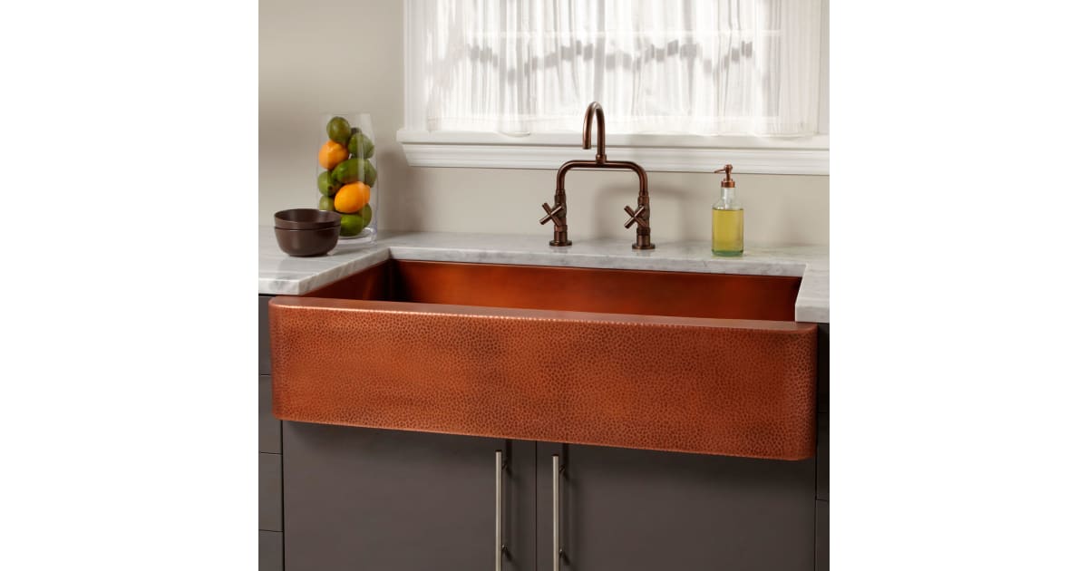 Signature Hardware 375975 Vernon 39" Farmhouse Single Basin Copper ...