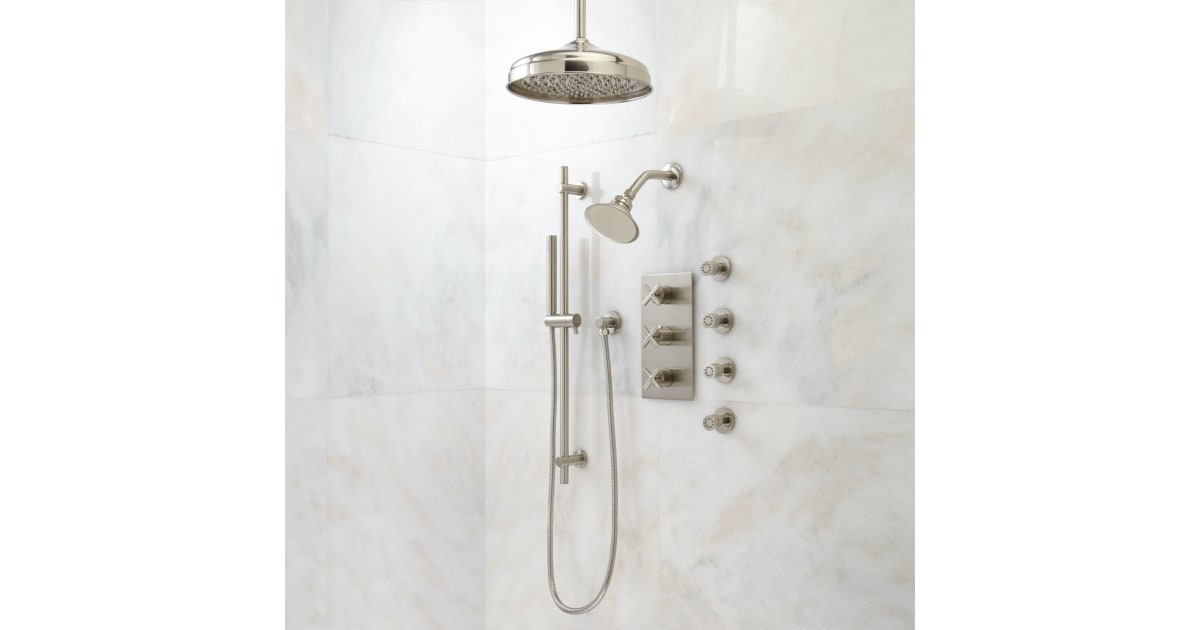 Signature Hardware 393106 Exira Thermostatic Shower System - 12" Rain ...