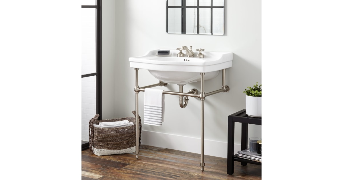 Signature Hardware 404766 Cierra 25" Console Sink with Brass Stand and ...