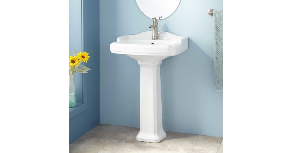Signature Hardware 413576 Garvey 24" Porcelain Pedestal Sink with ...