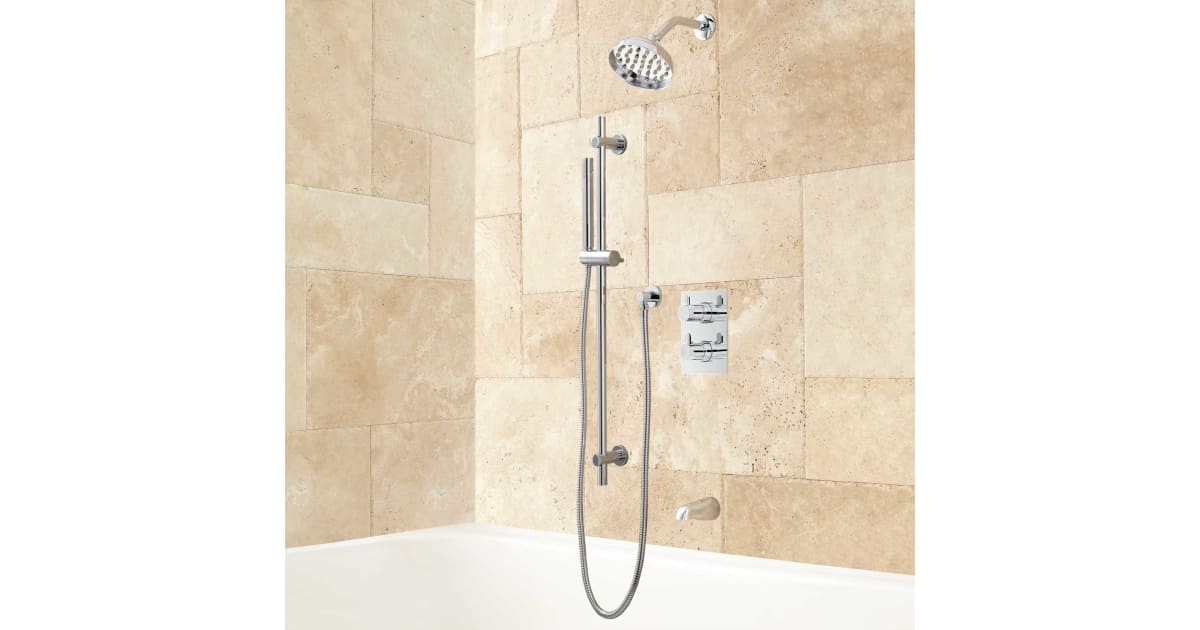 Signature Hardware 414845 Hinson Thermostatic Shower System with 5-1/2 ...