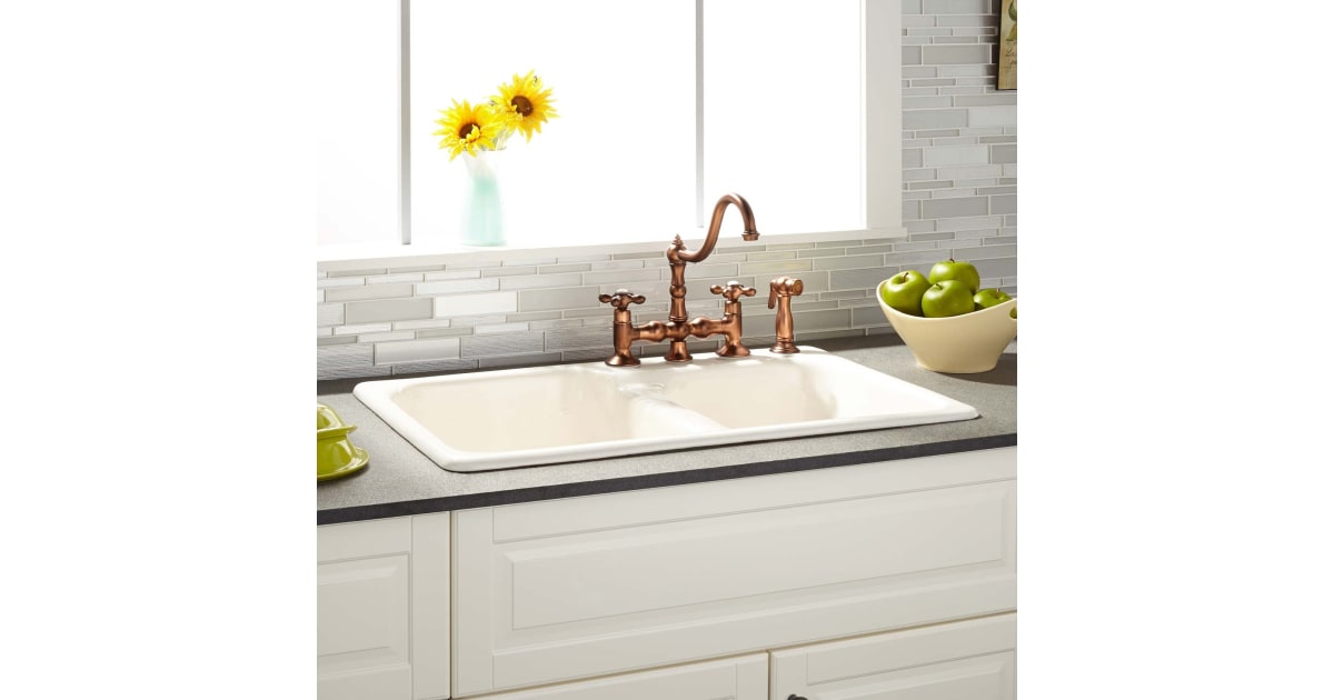 Signature Hardware 424853 Elgin 33" Drop In Double Basin Cast Iron ...