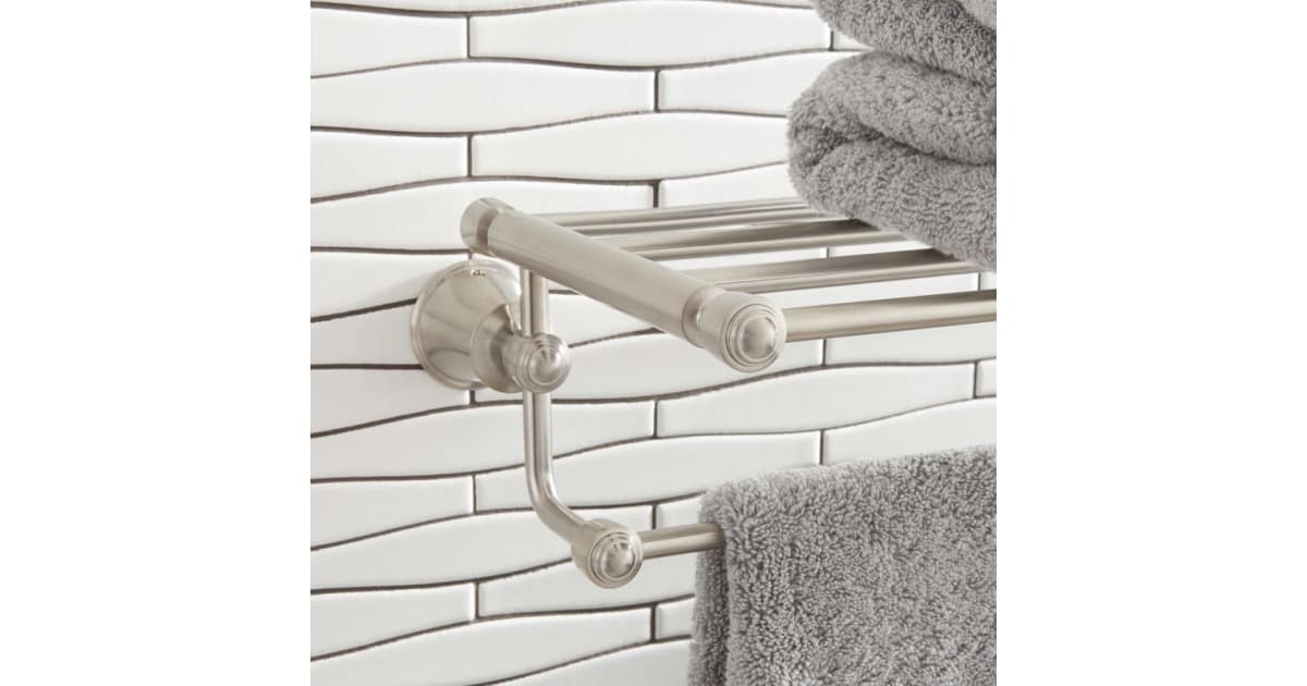 Signature Hardware 433253 Cooper 24" Brass Towel Rack and Shelf | Build.com