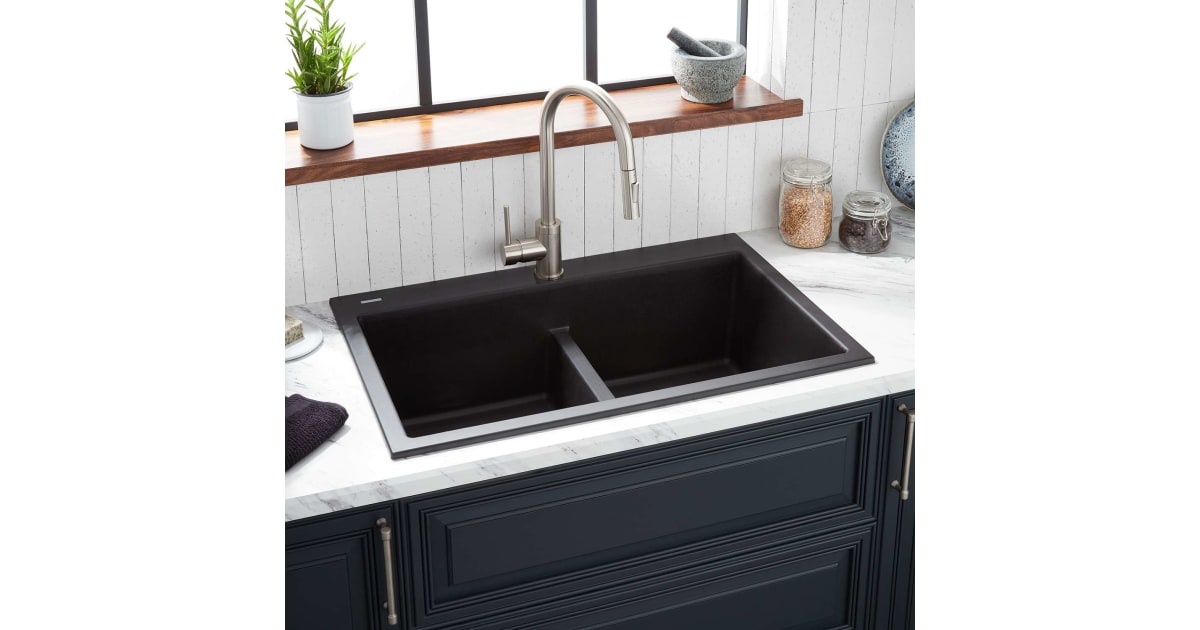 Signature Hardware 441670 Algren 33" Drop In 50/50 Double Basin Granite ...