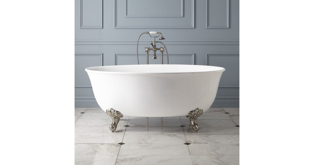 Signature Hardware 442656 Watters 59" Acrylic Soaking Clawfoot Tub with ...