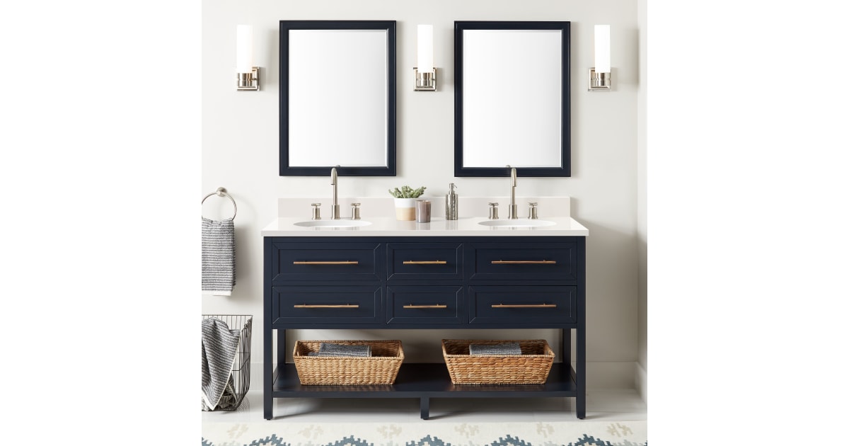 Signature Hardware 457001 Robertson 60" Freestanding Mahogany Double ...