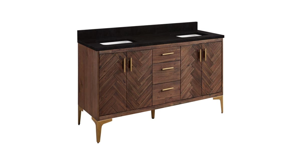 Signature Hardware 465948 Frey 60" Double Vanity Cabinet Set with Wood ...