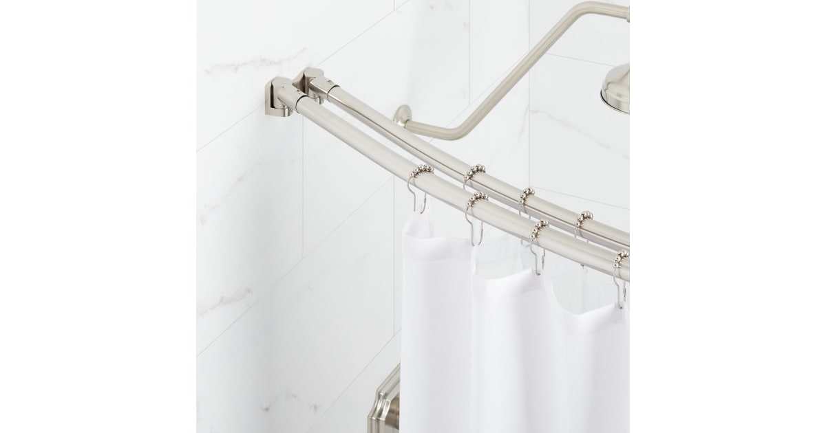 Signature Hardware 466777 60" Curved Brass Shower Rod | Ferguson Home