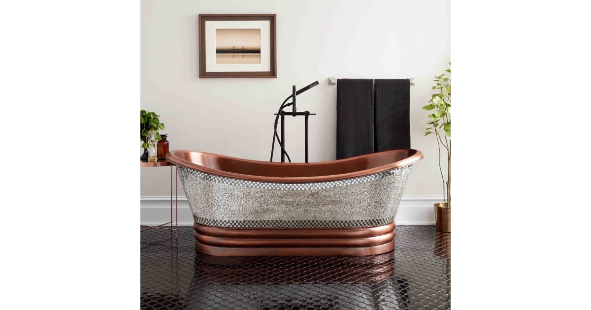 Signature Hardware 474216 Constantine 68" Copper Soaking Freestanding ...
