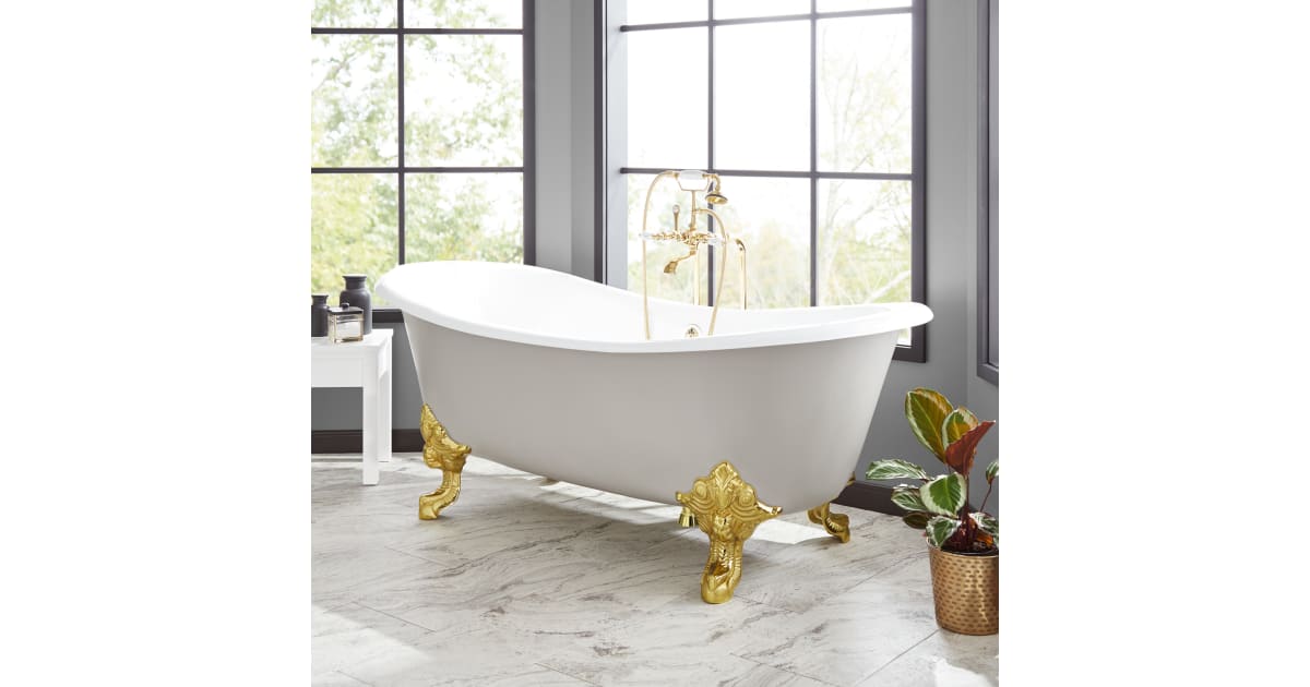 Signature Hardware 476002 Lena 72" Cast Iron Soaking Clawfoot Tub with ...
