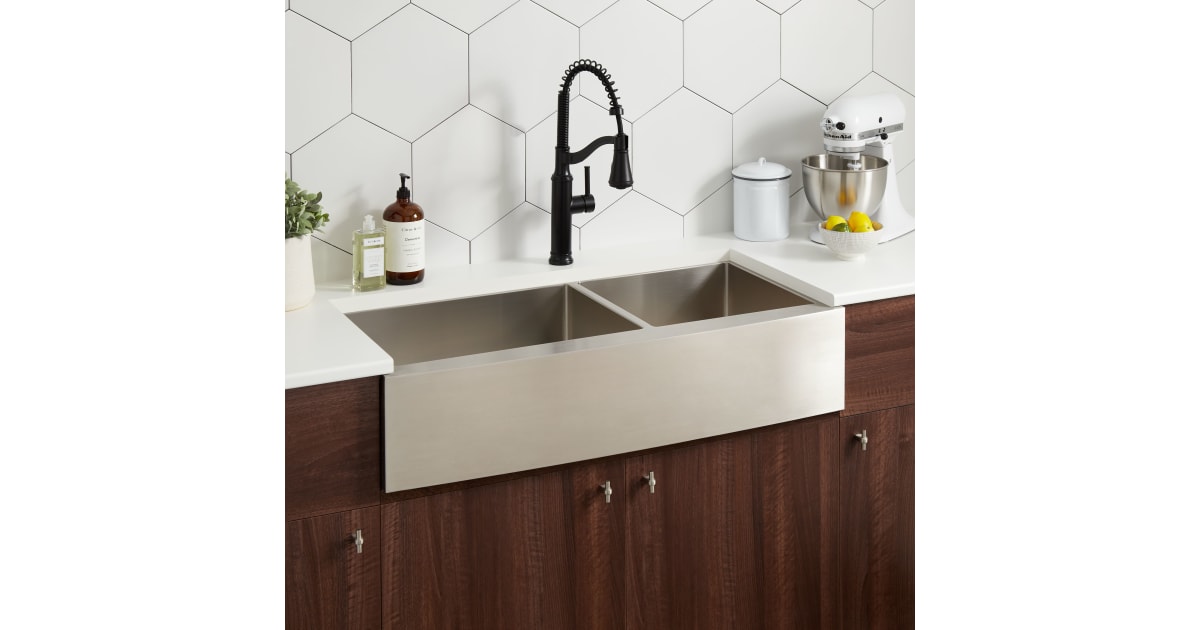 Signature Hardware 478426 Fournier 42" Farmhouse 60/40 Double Basin ...