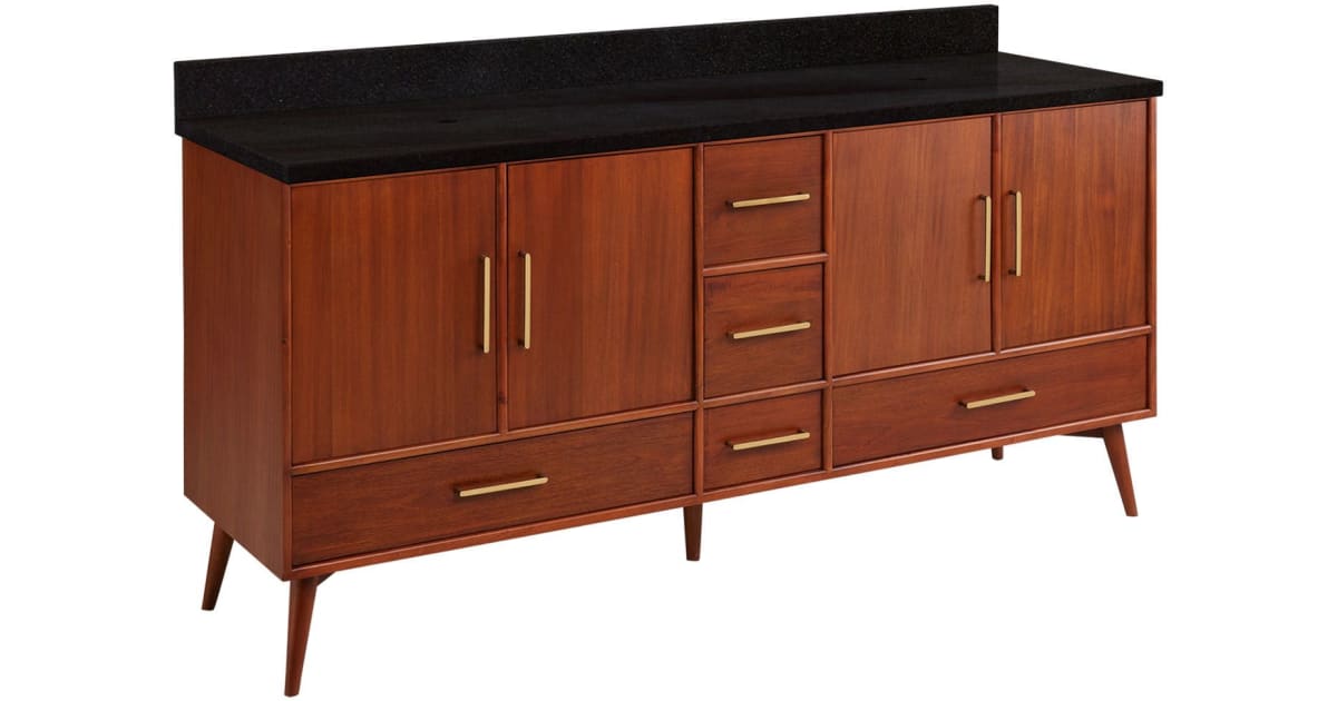 Signature Hardware 479042 Novak 72" Double Vanity Set with Mahogany ...