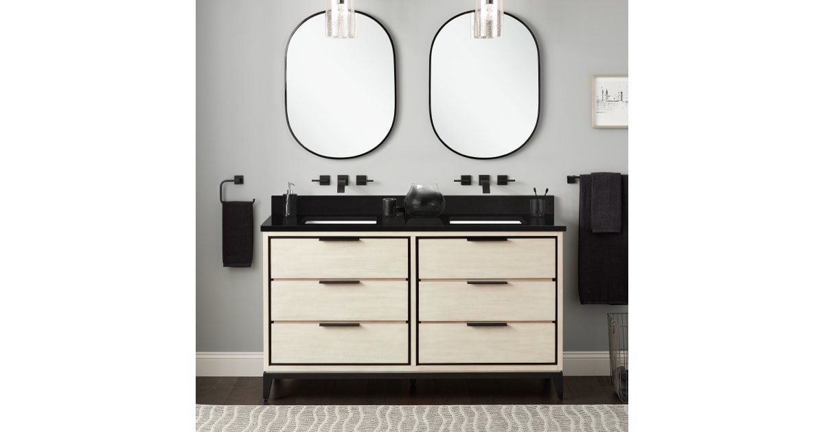 Signature Hardware 480422 Hytes 60" Freestanding Mahogany Double Basin ...