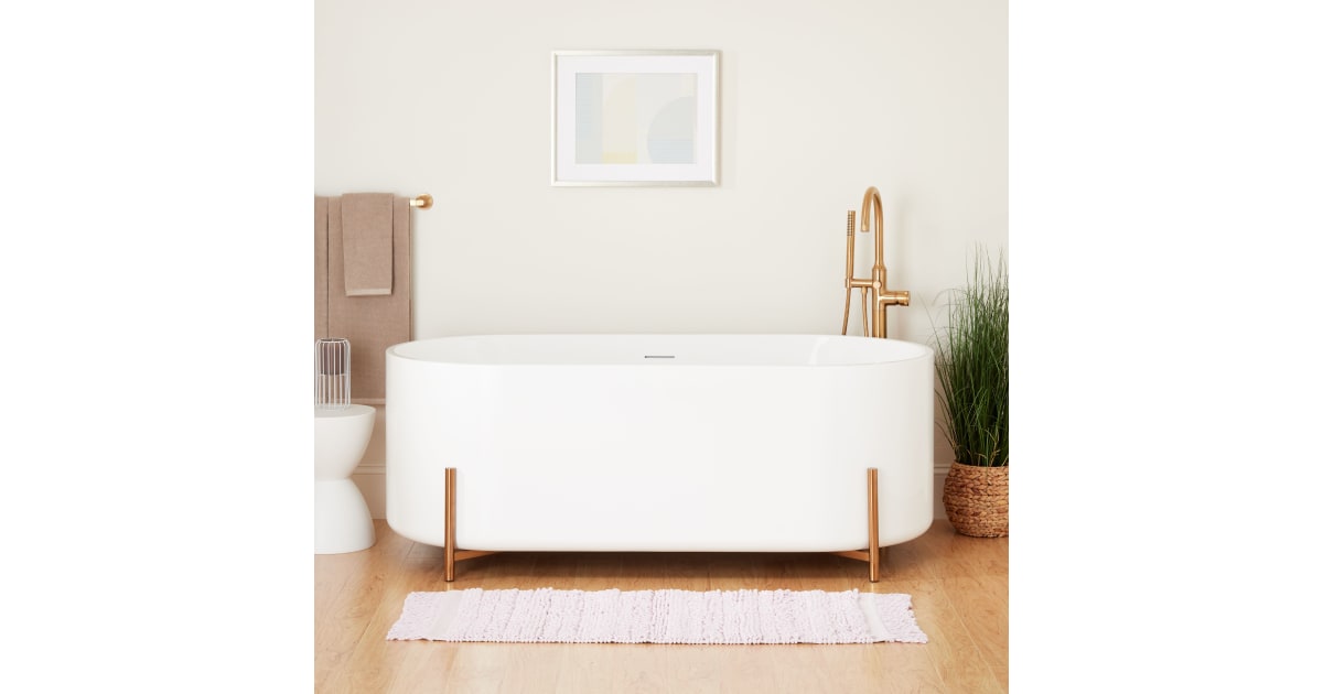 Signature Hardware 482234 Conroy 67" Acrylic Soaking Tub With Stainless ...