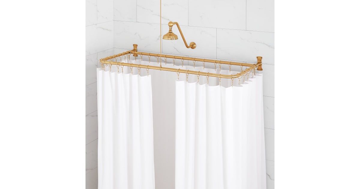 Signature Hardware 482884 60" x 27" Rectangle Brass Shower Rod | Build.com