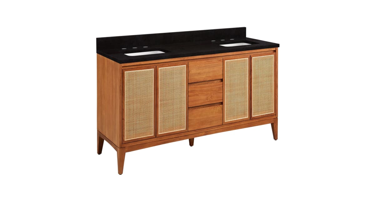 Signature Hardware 483313 Simien 60" Freestanding Teak Double Basin ...
