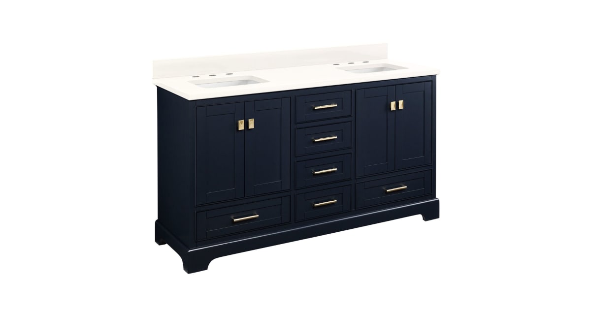 Signature Hardware 483474 Quen 60" Freestanding Double Basin Vanity Set ...