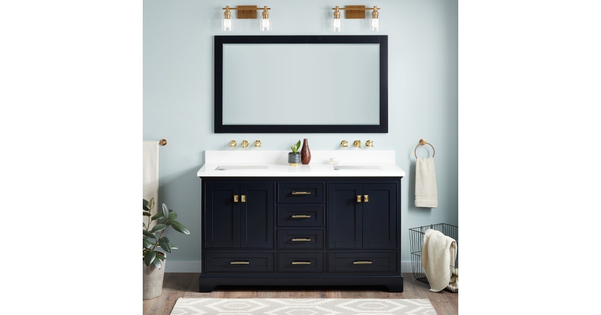 Signature Hardware 483476 Quen 60" Freestanding Double Basin Vanity Set ...