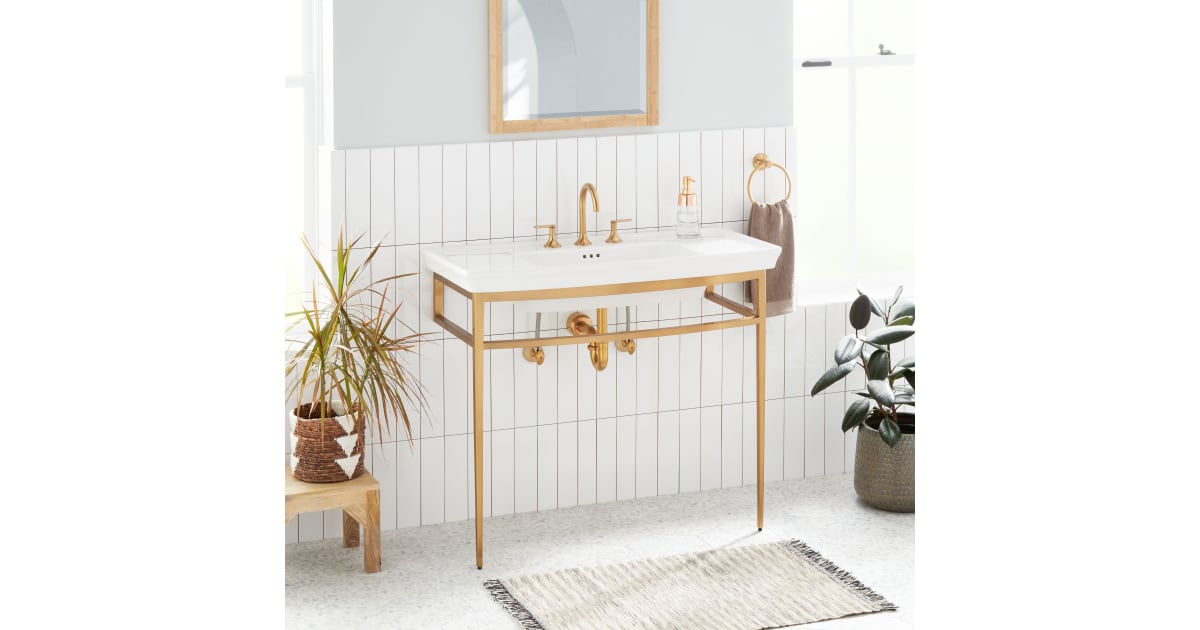 Signature Hardware 483514 Olney 40" Porcelain Console Sink with Steel ...