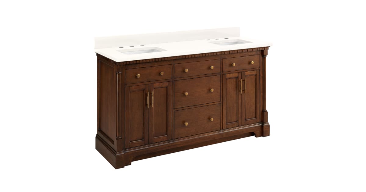 Signature Hardware 484364 Claudia 60" Mahogany Double Basin Vanity Set ...