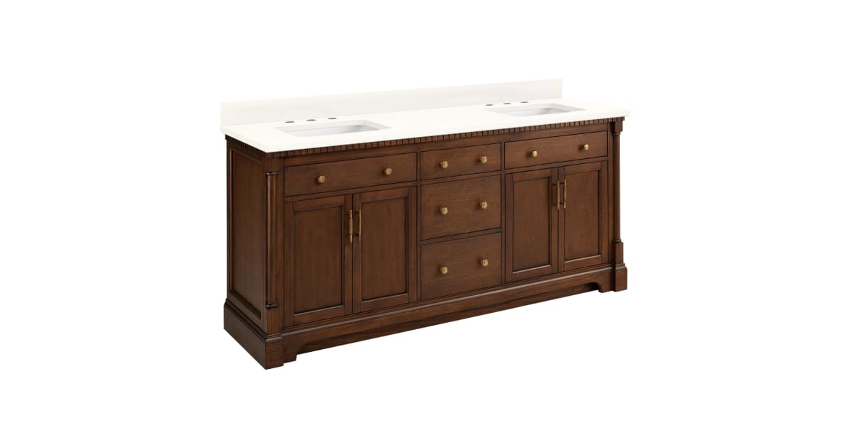 Signature Hardware 484376 Claudia 72" Freestanding Mahogany Double ...