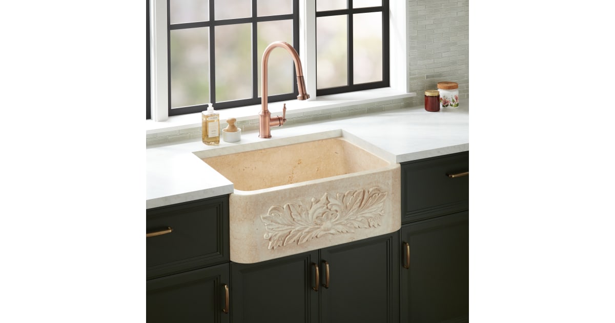 Signature Hardware 484604 Silbury 33" Farmhouse Single Basin Marble ...