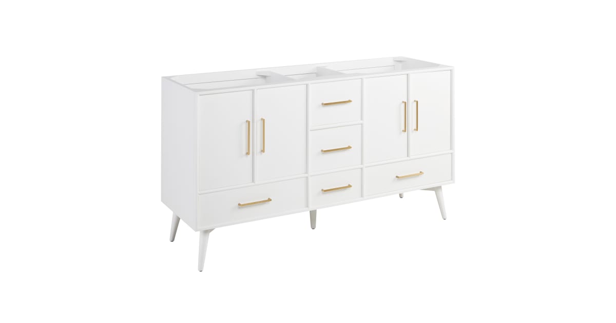 Signature Hardware 484993 Novak 60" Freestanding Mahogany Double Basin ...