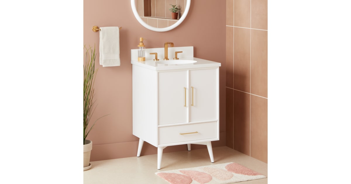 Signature Hardware 485124 Novak 24" Freestanding Mahogany Single Basin ...