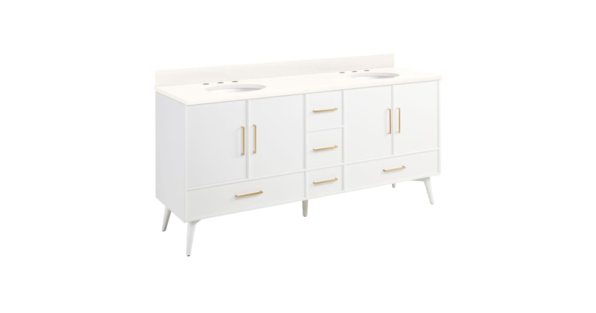 Signature Hardware 485184 Novak 72" Freestanding Mahogany Double Basin ...